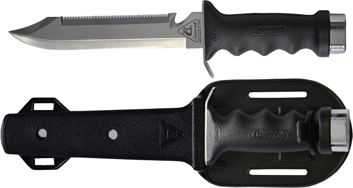 Cressi Orca Stainless Steel Diving Knife with Sheath and Leg Straps ...